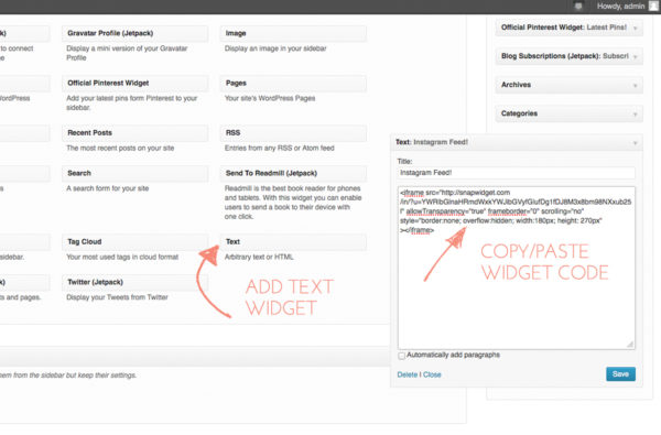 Add Instagram To Wordpress Sidebar