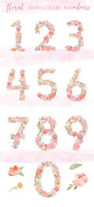 Watercolor Flower Numbers